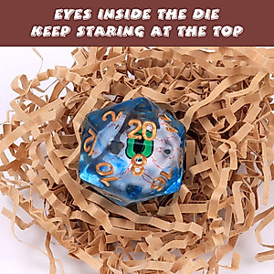 DND Dice Rolling Eyeball D20 Dungeon & Dragon Dice with a Green Bloodshot Eyeball, D20 Blue Polyhedral Dice-5e DND Accessories Board Game for Roleplay Game Starter Beginner