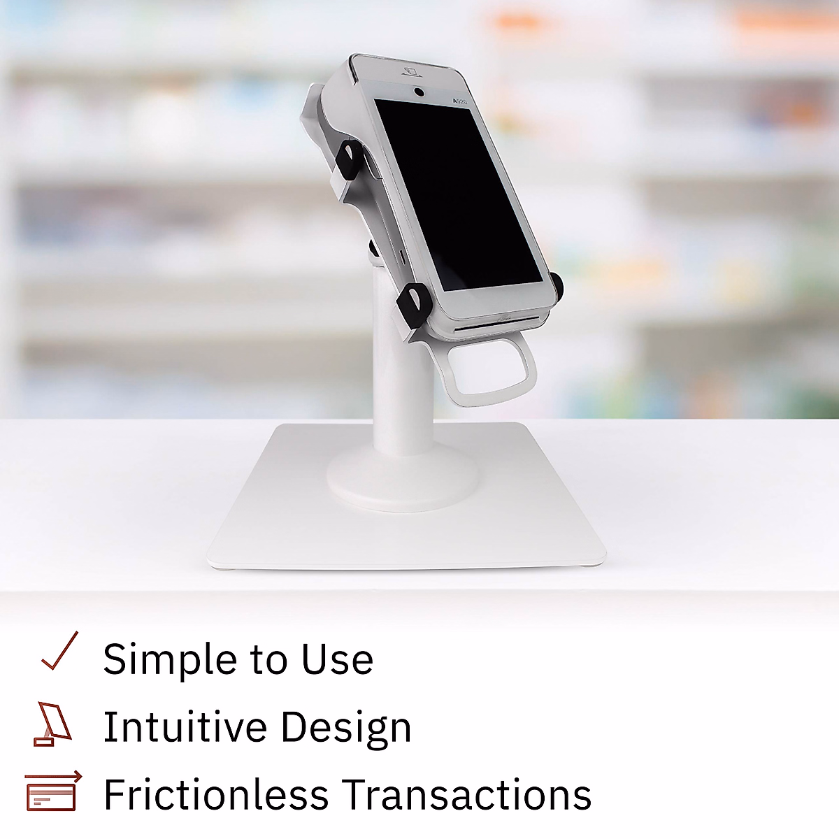 Discount Credit Card Supply DCCStands Freestanding Swivel and Tilt Pax A920 / A920 Pro Terminal Stand (White)