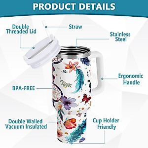 a of Dream Catchers 30 Oz Iced Coffee Tumbler with Lid and Straw Water Bottles