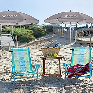 AMMSUN 2 PCS Chair Umbrella with Clamp 43 inches UPF 50+, Portable Clamp on Patio Chair, Beach Chair, Stroller, Sport chair, Wheelchair and Wagon, Grey, 2 PACK