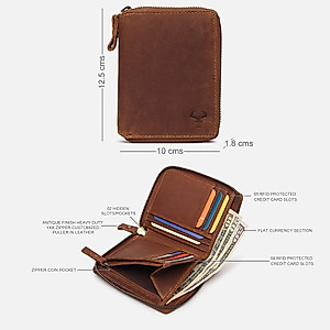 ALPHAHIDE Genuine Leather Wallet for Women - RFID Blocking Ladies Wallet - Zip-Around Ladies Purse - Credit Card Holder - Coin Pocket