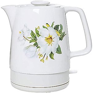 SieHam Kettles,Ceramic Cordless Kettle Teapot-Retro Red 1.7L Jug, 1850W Water Fast for Tea, Coffee, Soup, Oatmeal-Removable Base, Boil Dry Protection/D