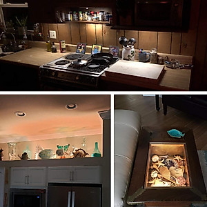 SZOKLED Under Cabinet Lights Battery Operated, Remote Control Closet Light 20-LED, Wireless Counter Lighting, Stick on Touch Night Light for Kitchen Hallway Stairs, Timing & Dimmable, 4 Pack