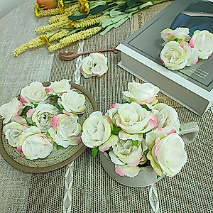 ATFL 2.2'' Off White Rose Heads Artificial Bulk,Satin Rose Flower Heads,80Pcs Silk Rose Heads,Fake Flower No Stem for DIY Flower Well,Artificial Stemless Rose Flower Heads for DIY Crafts Bouquet