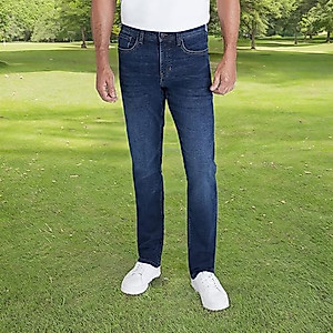 IZOD Men's Relaxed Fit Jeans - Comfortable Stretch Casual Pull On Denim Jeans for Men - Expanded Leg Men's Fashion Pants, Size 36W x 30L, Dark Harlow