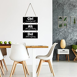 Inspirational Rustic Wall Decor Control Yourself Alter Your Thinking Delete Negativity Office Decor Motivational Wall Plaques with Sayings Wooden Wall Hangings for Home Office Wall Art (Black Backing)