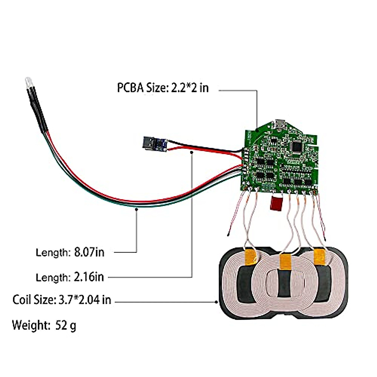 Uumao 3 Coils Wireless Charger PCBA-High-end Chip Solution QI Standard-Universal Type-C&Micro Interface-DIY High Power 9V2A Charger Wireless Transmitter Module Parts