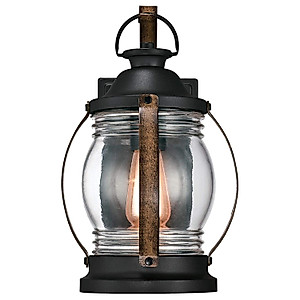 Westinghouse Canyon One-Light Outdoor Wall Fixture, Textured Black and Barnwood Finish with Clear Glass (Canyon Wall Lantern 2 Pack)