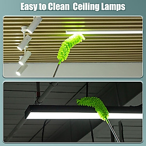 CALBEAU Dusters for Cleaning, Duster with 81 inch Extension Pole for Cleaning High Ceiling Fan, High Window, Sofa, Cobweb Duster for High Corner, 11 PCS Microfiber Duster Kit with Storage Bag