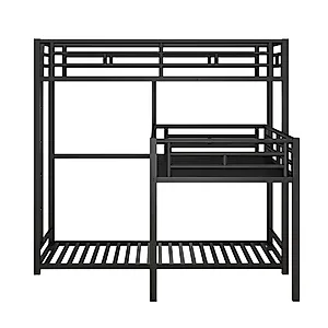 SOFTSEA Heavy Duty Triple Bunk Bed for Kids, Metal L-Shaped Bunk Bed for 3 Kids, Twin Over Twin Over Twin Bunk Bed, Space Saving