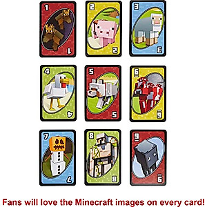 Mattel Games UNO Minecraft Card Game for Family Night with Minecraft-Themed Graphics in a Collectible Tin for 2-10 Players (Amazon Exclusive)