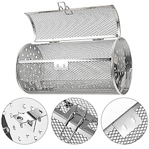 SHERCHPRY Rotisserie Grill Roaster Drum, Air Fryer Oven Basket, Stainless Steel Oven Rack, Rotisserie Basket for Peanut Dried Nut Coffee Beans BBQ
