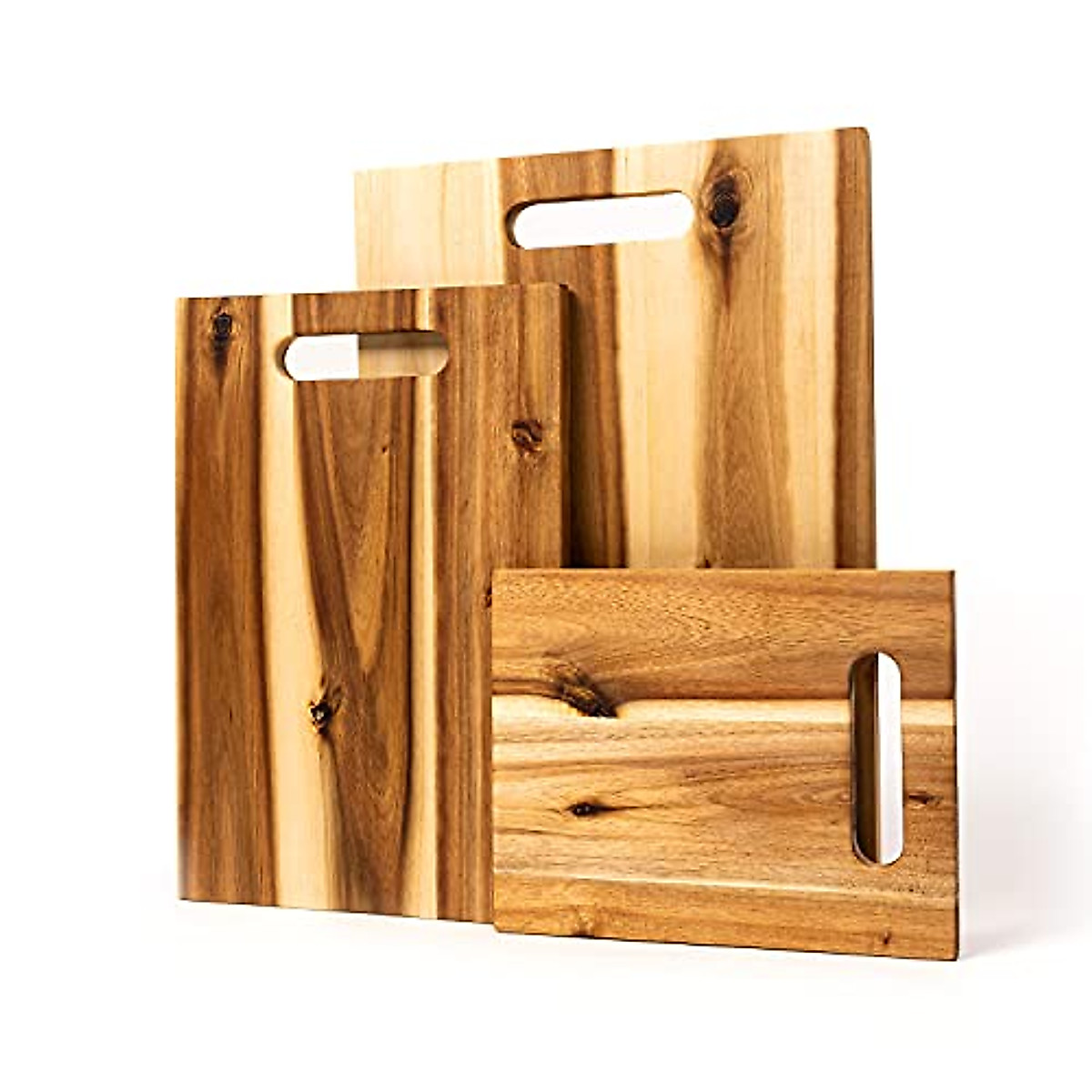 Avera Products | The Perfect Set: 3 Acacia Cutting Boards & Butcher Blocks with Handles | Perfect for Serving Meats, Cheese, & Charcuterie