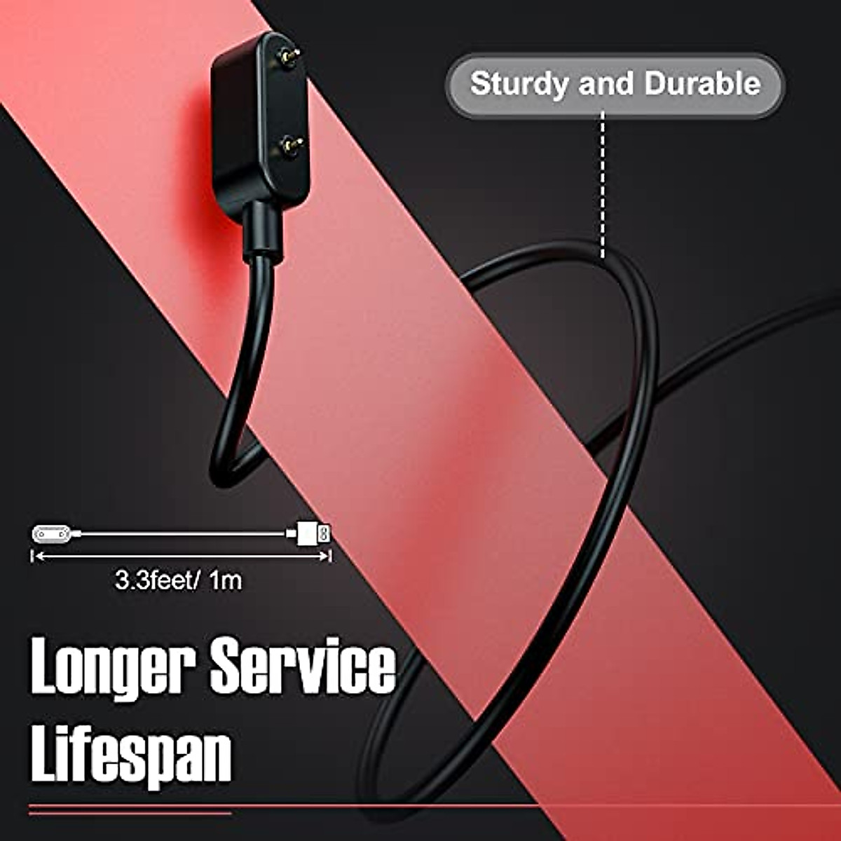 TiMOVO Charger Compatible with Huawei Band 6/Honor Band 6/Honor Watch ES/Huawei Watch Fit/Huawei 4X Smartwatch, Magnetic USB Charging Cable 3.3ft, Replacement Charging Cable Cord - Black