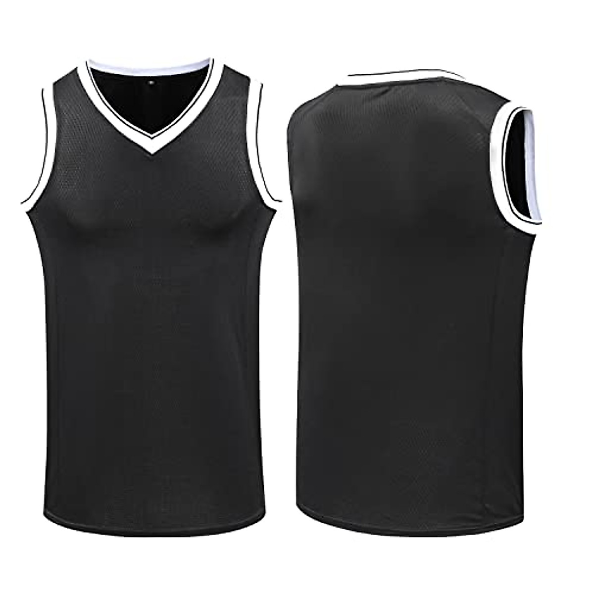 SHAJUNQI Basketball Jersey Men's Mesh Athletic Sports Shirts Training Practice - Blank Team Uniforms for Sports Scrimmage UO-Black White XL