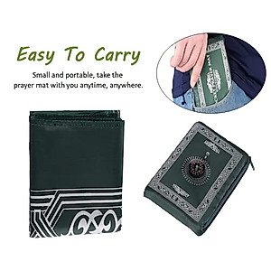 Hitopin 2 Pieces Travel Prayer Mat, 60cm*100cm Portable Prayer Mat, Waterproof Prayer Mat, Prayer Rug, Muslim Travel Prayer Mat, for Ramadan Gifts, Islamic Muslim Prayer (Green, Blue)