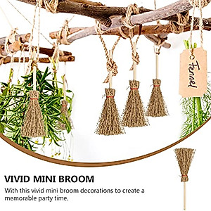 COHEALI Mini Broomsticks Cinnamon Broomstick 24pcs Practical Small Broom Natural Palm Mini Broom Decorations with Red Rope Household Broom Decoration Miniatures for Crafts Mini Witches Broomsticks