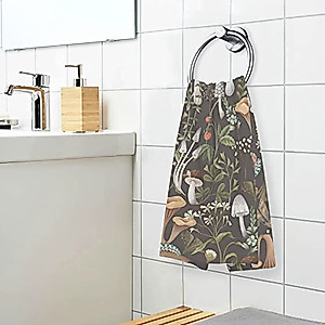 Kigai Mushroom Cotton Hand Towel Set of 2, Highly Absorbent Soft Fingertip Towels for Bathroom Kitchen Hotel Gym Spa, 16 x 28 Inch