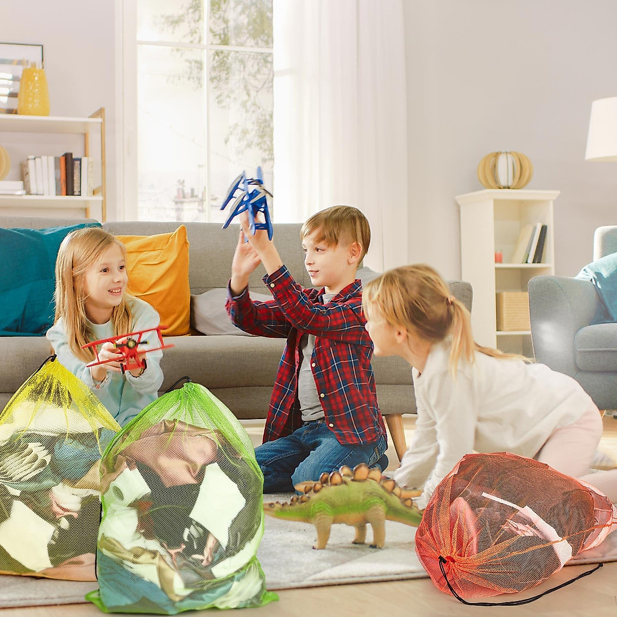 Berlune Laundry Bag Large 24'' x 32" colorful Mesh Laundry Bag with Drawstring Heavy Duty Mesh Bag Machine Washable Drawstring Bag for Delicate College Dorm Travel(12 Pcs)