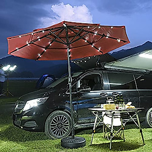 Yescom 9ft 3 Tier UV70+ Solar Powered Patio Umbrella with LED Crank Tilt Button Aluminum Outdoor Home Garden Yard Deck