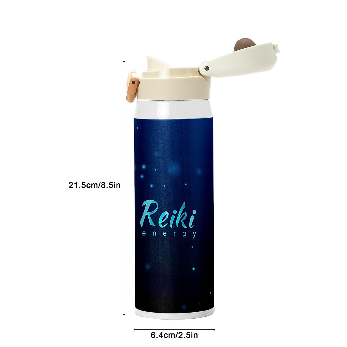 Kids Water Bottle Reiki Energy Light Starry Stainless Steel Travel Mug for School Lunch Vacuum Insulated Cups Flask with Locking Push-Button Lid (17 oz)