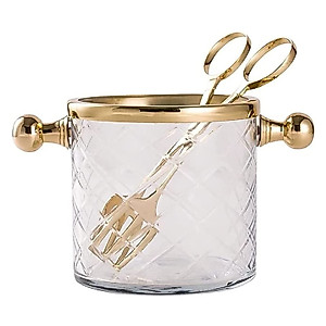 WEBOL Ice Bucket for Freezer Handmade Brass Glass Ice Bucket with Ice Clip Dining Table Cooler Wine Wine Rack Ice Bucket Champagne Can Coolera