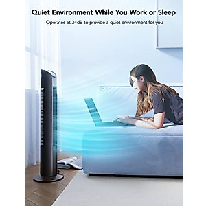 Govee Smart Tower Fan for Bedroom with Hygrometer Thermometer H5177, WiFi Oscillating Fan with Auto Mode, App Control, Room Fan with 8 Speeds 3 Modes, 24H Timer, Works with Alexa for Home Office