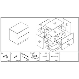 HIGOH Bedside Table Nightstand with 2 Drawer Modern Bedside Table Magazine Cabinet Storage Bedroom Furniture Small Night Table with LED