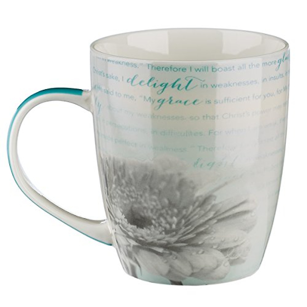 Christian Art Gifts Ceramic Bible Verse Coffee & Tea Mug for Women: Sufficient Grace - 2 Corinthians 12:9-10 Inspirational Bible Verse Cup Floral Chrysanthemum Scripture Mug w/Pink Flowers, 12 oz.