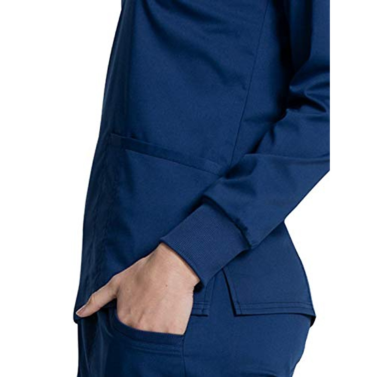 Cherokee Women Scrubs Top Workwear Revolution Tech Long Sleeve V-Neck WW855AB, L, Navy