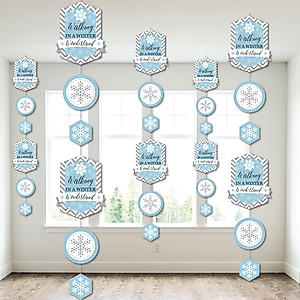 Big Dot of Happiness Winter Wonderland - Snowflake Holiday Party and Winter Wedding DIY Dangler Backdrop - Hanging Vertical Decorations - 30 Pieces