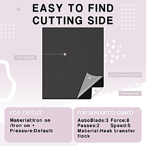 HTVSTD Flocked HTV Heat Transfer Vinyl - 9 Sheets, 12 * 10 inches Black Flocked Iron On Vinyl for T-Shirts