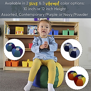 Factory Direct Partners 12267-AS SoftScape 10" Bean Puffs Seating Set for Toddlers and Kids, Colorful, Flexible and Lightweight for Daycare, Preschool, Home (2-Pack) - Assorted