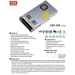 Mean Well LRS-350-24 DC Switching Power Supply, 24V 14.6A 350W