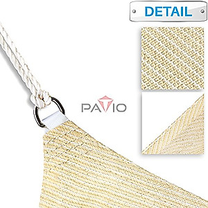 Patio Paradise 8' x 8' Beige Sun Shade Sail Square Canopy UV Block Awning Heavy Duty Commercial Grade for Patio Backyard Lawn Garden Outdoor Activities
