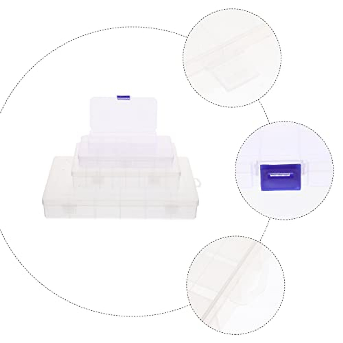 Sewroro Bead Organizer 4pcs Clear Plastic Organizer Box Container Craft Storage with Adjustable Dividers for Beads Organizer Art DIY Crafts Jewelry Fishing Tackles 10/15/24/36 Grids Storage Box