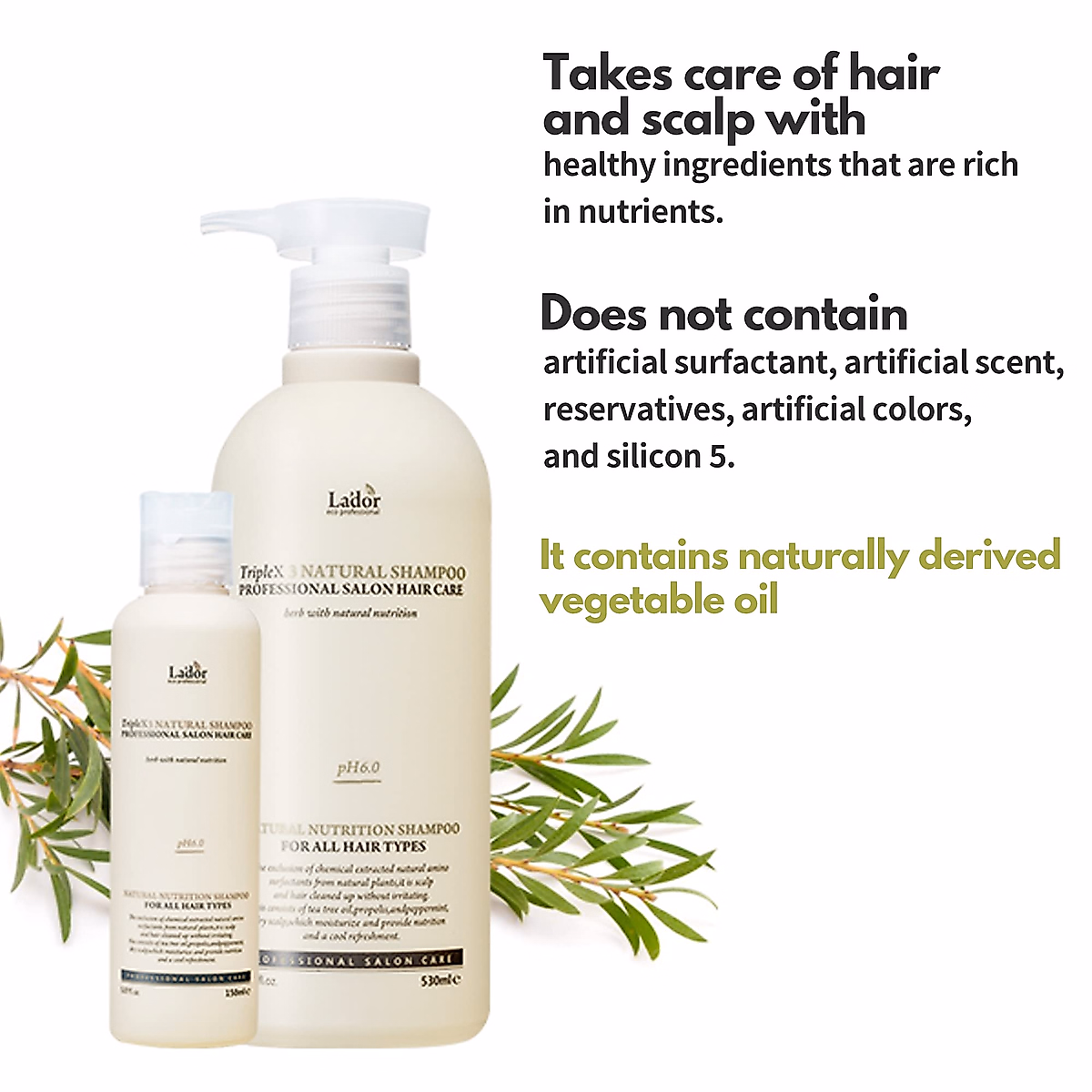 LA'DOR TripleX 3 Deep Cleansing Shampoo for Dry Itchy Sensitive Scalp Dandruff Naturally-derived Ingredients Tea Tree Lemon Lavender Sulfate-free Korean Hair Care