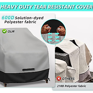 Zenicham Patio Chair Covers Waterproof 2 Pack, 600D Heavy Duty Outdoor Furniture Covers for Universal Lawn/Deck/Garden/Backyard Fits up 36"W*37"D*36"H, Gray/Black