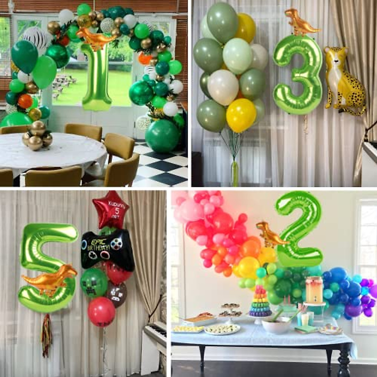 40 Inch Green Number 3 & Mini Dinosaur Balloon, 3rd 3 Years Old Birthday Decorations for Boy, Dinosaur Balloon for Three Rex Birthday Party Decorations, Large Number 13 for Party Decorations