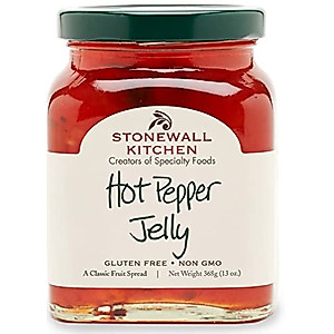 Stonewall Kitchen, Red Pepper Jelly and Hot Pepper Jelly, 11.75 Ounce (Pack of 2) - with Make Your Day Spreader