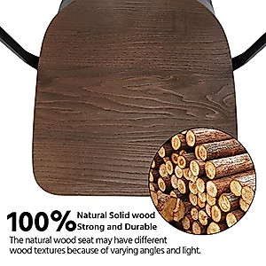 Yaheetech 18 Inch Classic Iron Metal Dining Chair with Wood Top/Seat Indoor-Outdoor Use Chic Dining Bistro Cafe Side Barstool Bar Chair Coffee Chair Set of 4 Black