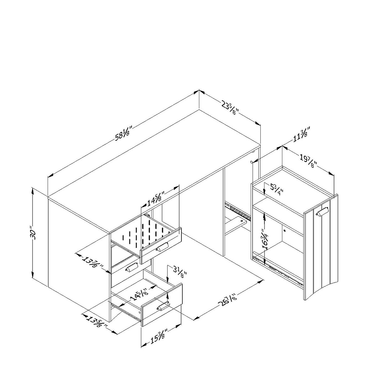 South Shore Artwork Sewing Craft Table with Storage Drawers and Scratchproof Surface, Pure White