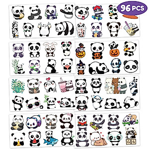 Panda Temporary Tattoos Birthday Party Supplies Decorations 96PCS Cute Tattoos Stickers Party Favors Kids Gifts Girls Boys Classroom School Prizes Themed