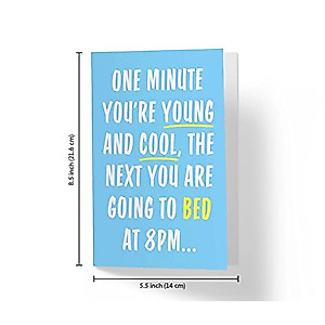Funny Birthday Card for Men and Women, Large 5.5 x 8.5 Happy Birthday Card for Him Or Her, Birthday Card for Husband, Birthday Card for Brother, Sister - Karto - One Minute Bed Early