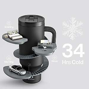 ENCOOL 40 oz Tumbler with Handle and Flip Straw, 100% Leak Resistant Tumbler with Lid and Straw, Insulated Stainless Steel Travel Coffee Mug, Keeps Cold for 34 Hours, Cupholder Friendly (Midnight)