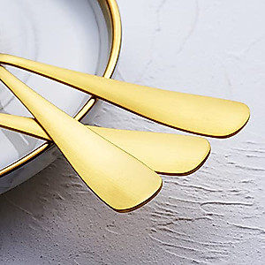 GoGeiLi Matte Gold Spoons Set, 7.8 Inch Stainless Steel Satin Finish Dinner Spoons, Gold Silverware Flatware Spoon Set of 6, Dishwasher Safe