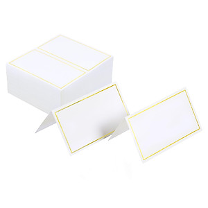 Place Cards Pack of 120 - Small Tent Cards with Gold Foil Border - Perfect for Weddings, Banquets, Events,Table Cards,Name Cards