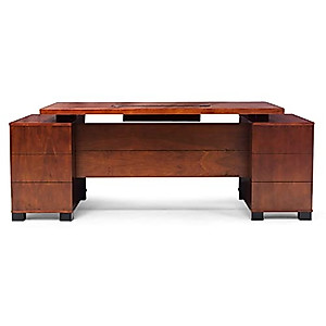 Zuri Furniture 79" Modern Ford Executive Desk with Filing Cabinets - Light Wood
