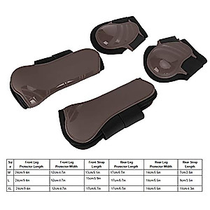 Horse Leg Protector PU Horse Front Hind Leg Boots Horse Riding Boots Pony Shock Absorbing Show Competition Leg Protection[Brown L] Hip & Joint Care