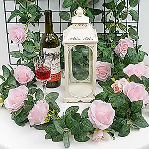 MARTINE MALL 2 Pcs 13.2Ft Artificial Pink Rose Garland, Fake Rose Vine Floral Garland for Wedding Party, Garden, Home, Table, Wall Decor